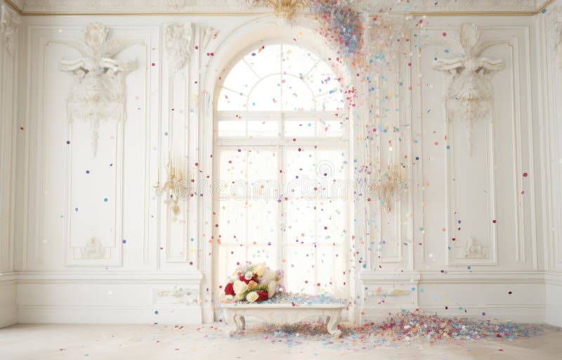 Modern Classical Style White Hall and Luxury Arch Door Background with ...