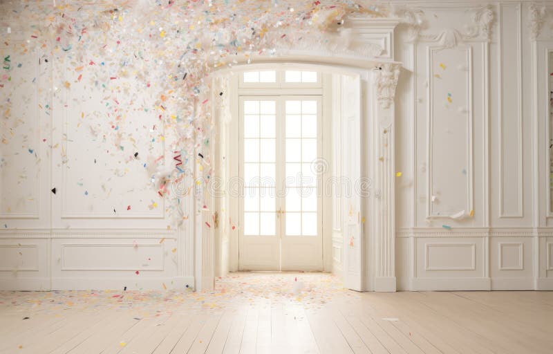 Modern Classical Style White Hall and Luxury Arch Door Background with ...