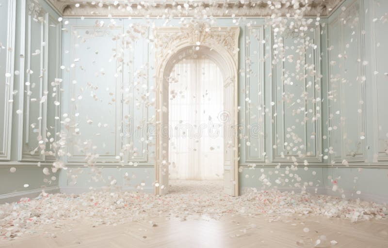 Modern Classical Style White Hall and Luxury Arch Door Background with ...