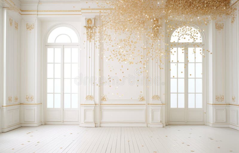 Modern Classical Style White Hall and Luxury Arch Door Background with ...