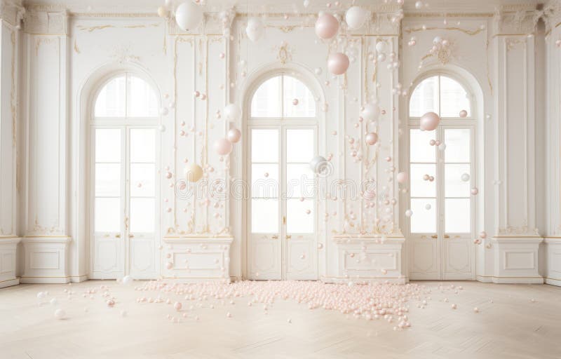 Modern Classical Style White Hall and Luxury Arch Door Background with ...