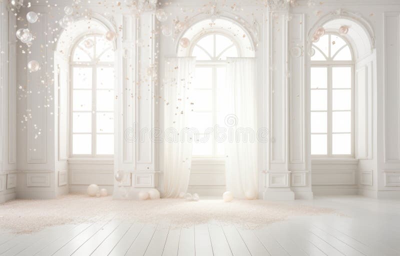 Modern Classical Style White Hall and Luxury Arch Door Background with ...