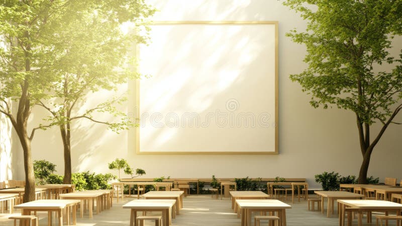 Modern Classroom Design with White Walls and Natural Light Stock ...