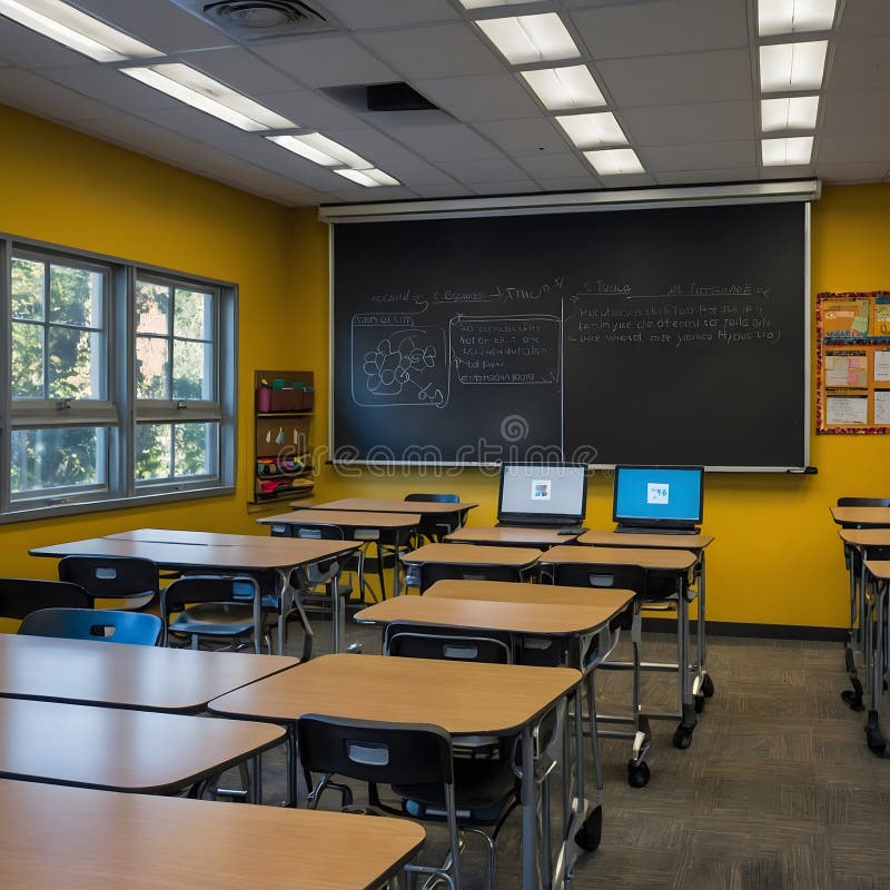Modern Classroom with Interactive Smart Board and Engaged Students ...