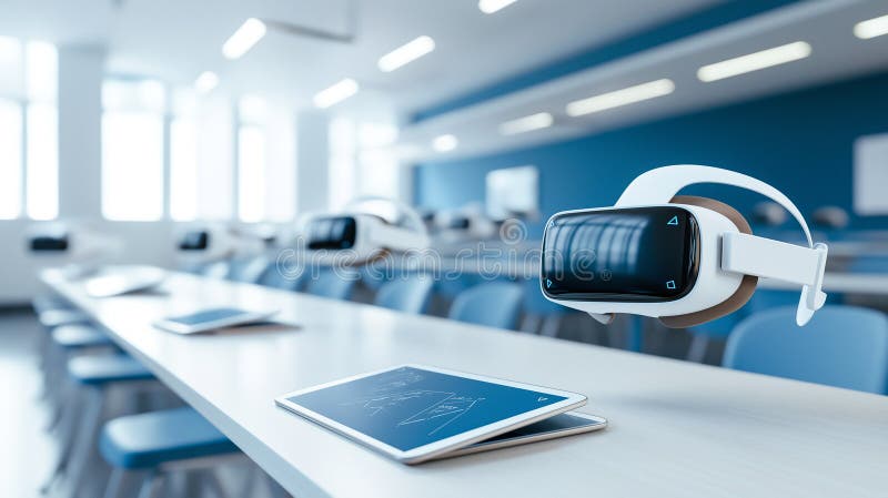 Modern Classroom Featuring Advanced Technology with Virtual Reality ...