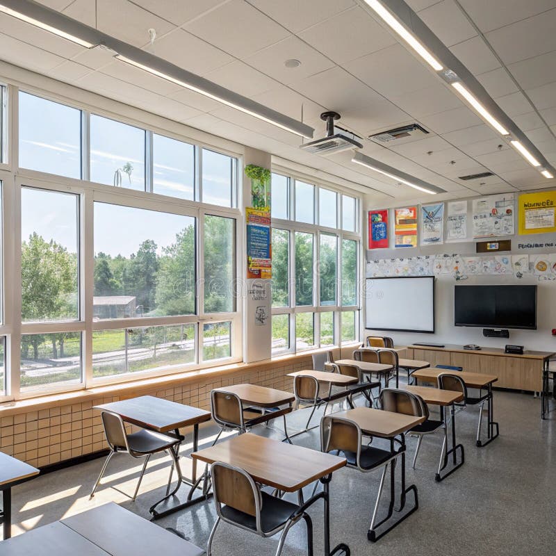 Modern classroom interior stock image. Image of school - 373610199