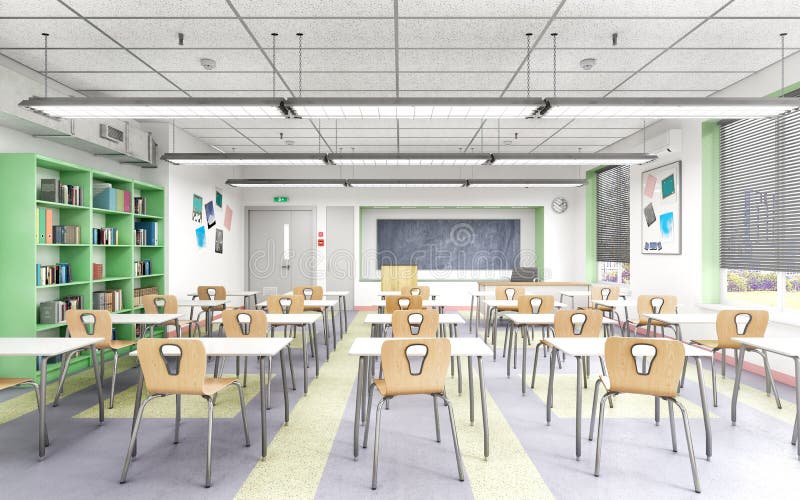 Modern Classroom . High School Stock Illustration - Illustration of ...