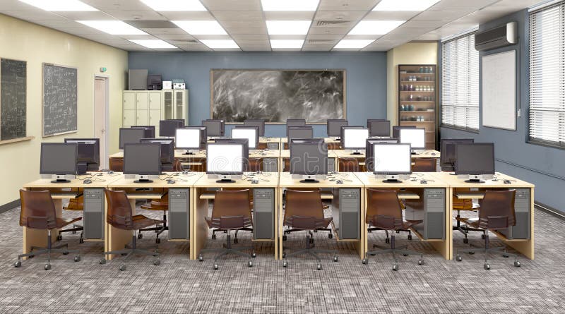 Modern Classroom . High School Stock Illustration - Illustration of ...
