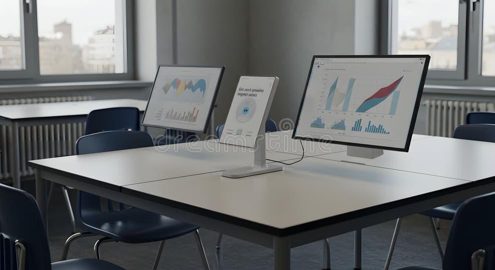 Modern Classroom Technology Setup: Interactive Data Displays Enhancing ...