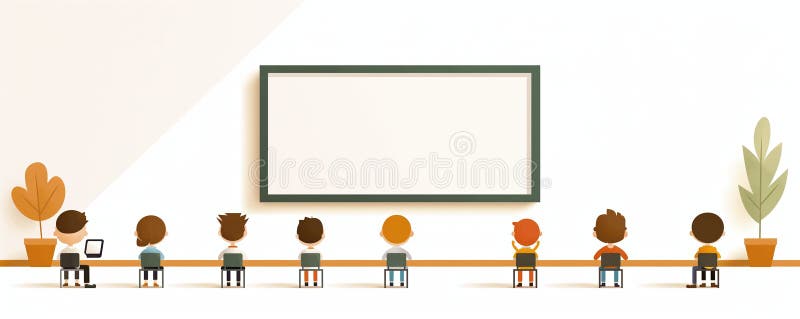 Modern Classroom, Interactive Whiteboard and Tech-savvy Students, Flat ...