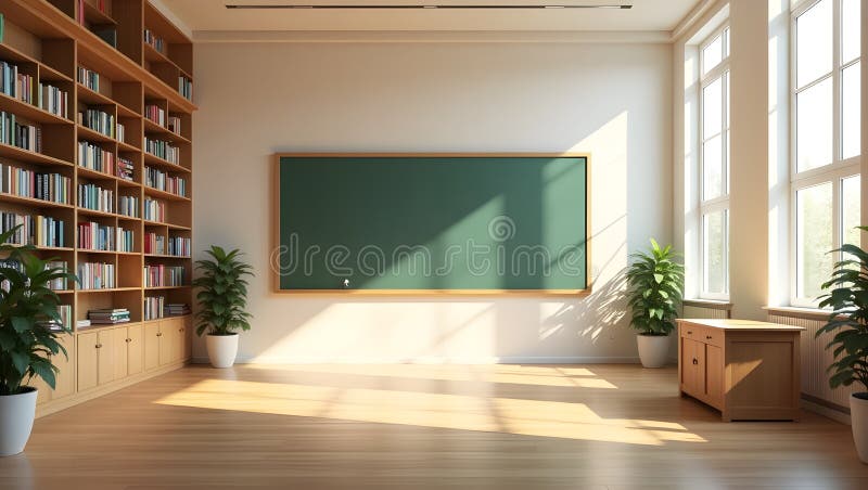 Modern Classroom Interior with Chairs, and Large Whiteboard Stock ...