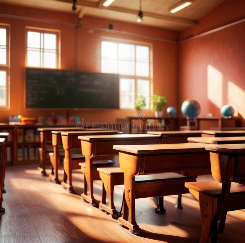Modern Classroom Interior, Lighty Airy Room in School for Education ...