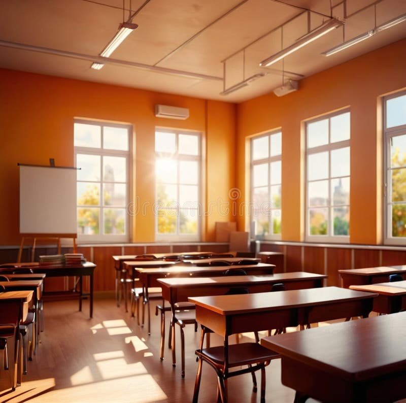 Modern Classroom Interior, Lighty Airy Room in School for Education ...