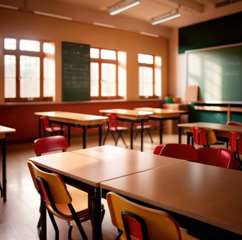 Modern Classroom Interior, Lighty Airy Room in School for Education ...