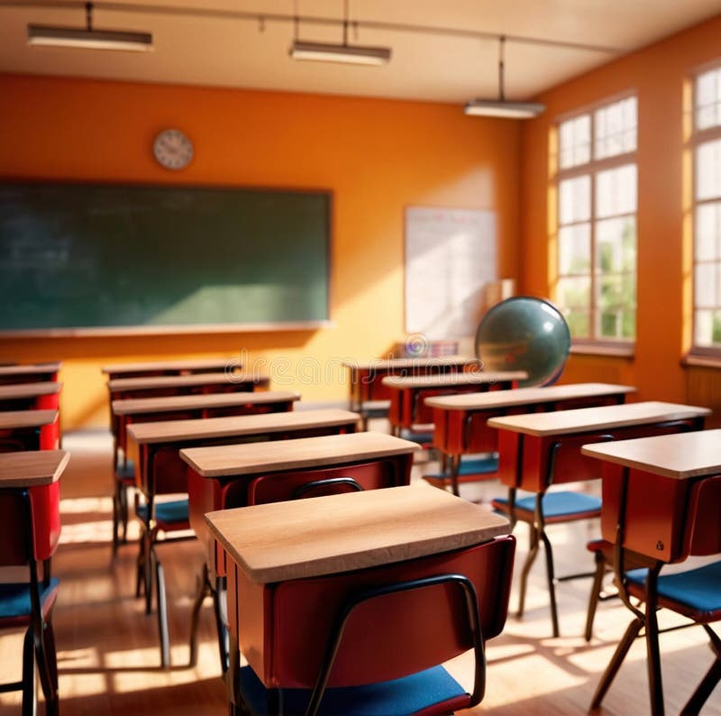 Modern Classroom Interior, Lighty Airy Room in School for Education ...