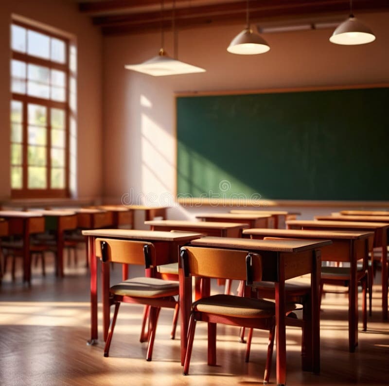 Modern Classroom Interior, Lighty Airy Room in School for Education ...