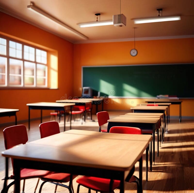 Modern Classroom Interior, Lighty Airy Room in School for Education ...