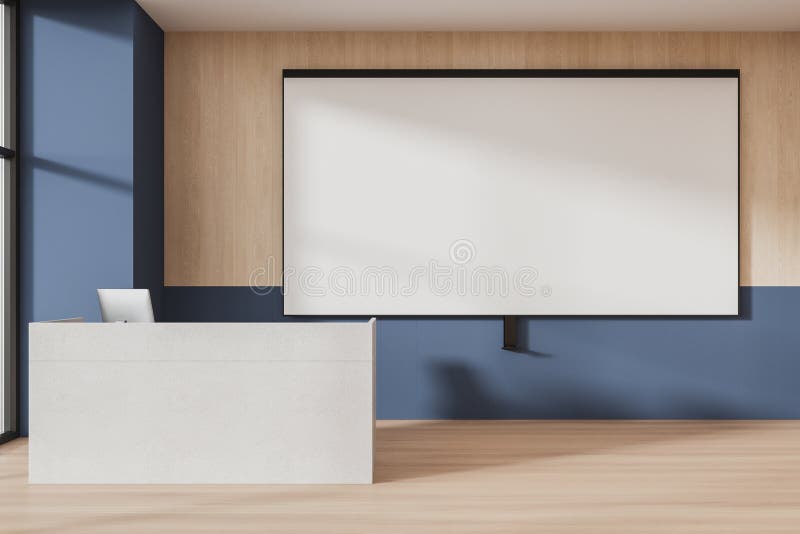 Modern Classroom Interior with Teacher Desk and Mock Up Projection ...