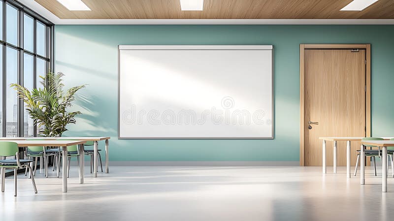 Modern Classroom Interior with Whiteboard - Minimalist Design Stock ...