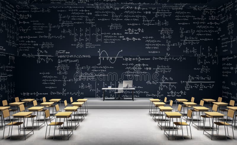 Modern Classroom with Math Formulas Stock Illustration - Illustration ...