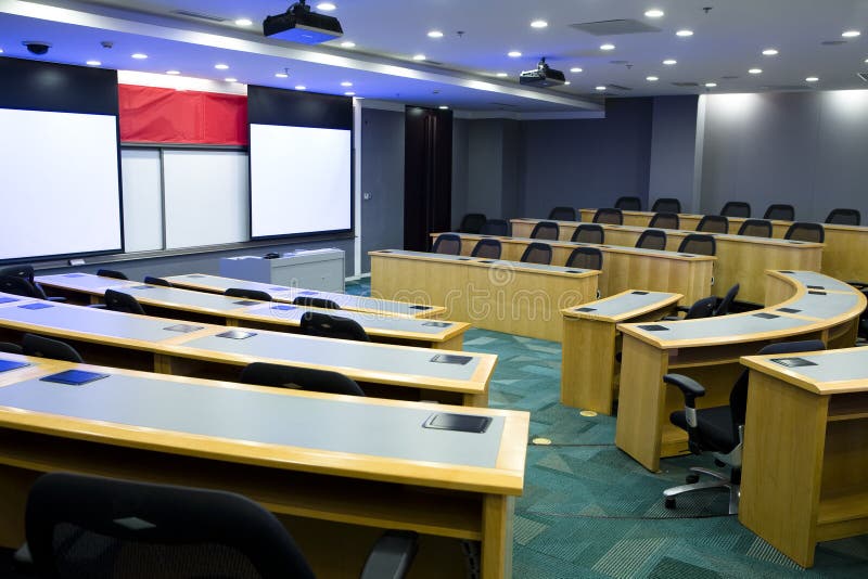 Modern Classroom with Projector Stock Photo - Image of chair, desolate ...