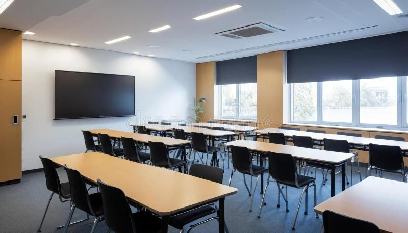 Modern Classroom Ready for Learning Stock Illustration - Illustration ...