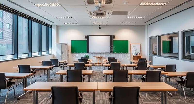 Modern Classroom Ready for Learning Stock Illustration - Illustration ...