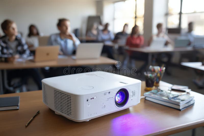 Engaging Classroom Learning with Projector Technology Stock Photo ...