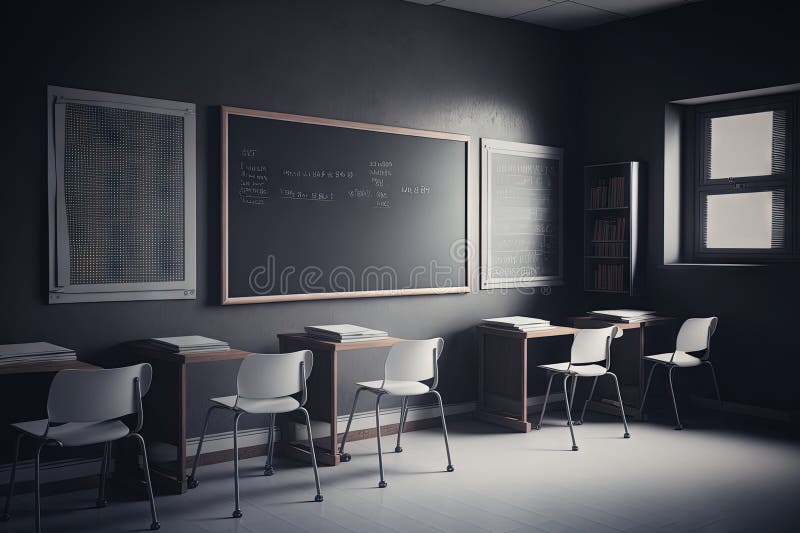 Modern Classroom without Students Stock Illustration - Illustration of ...