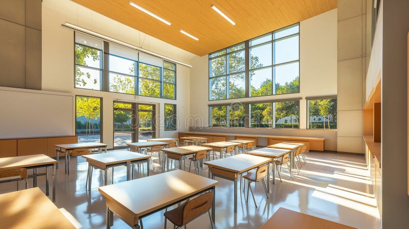 Modern Classroom for Students, Learning Room Stock Image - Image of ...