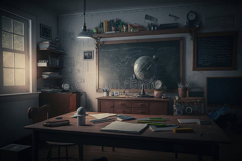 Modern Classroom with Study Equipment, Science Room Stock Illustration ...