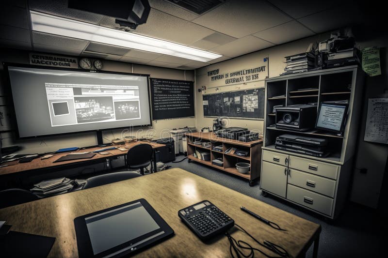 Modern Classroom with Study Equipment, Science Room Stock Illustration ...