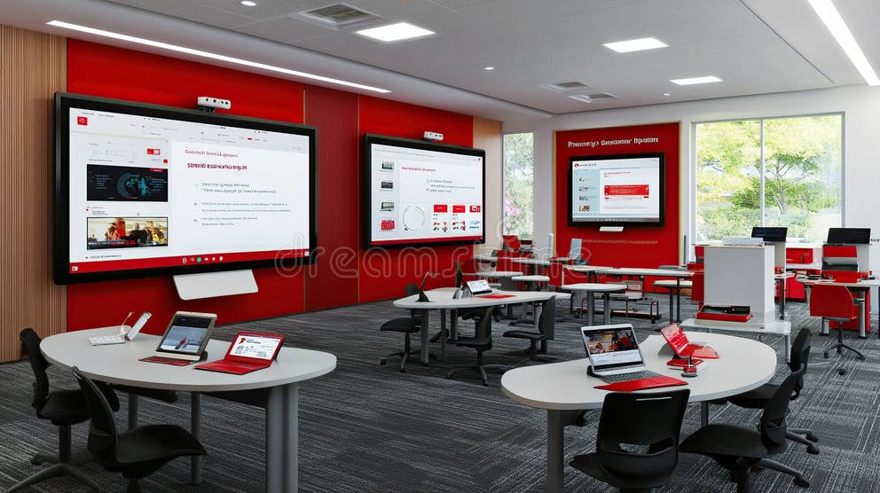 Modern Classroom Tech Training, Interactive Displays, Bright Windows ...