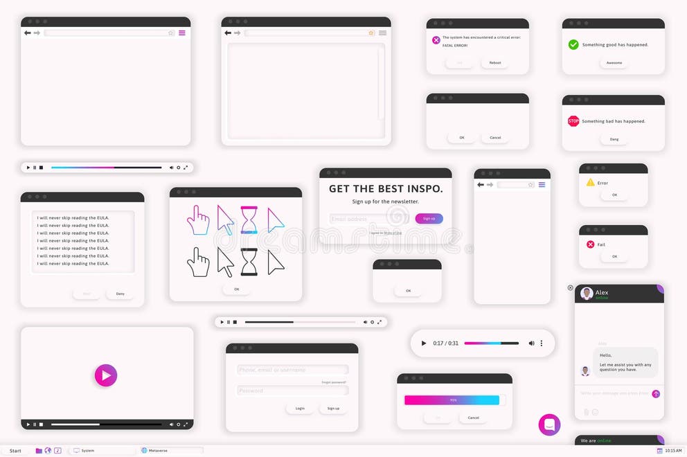 Modern Clay Design User Interface Windows. Material Design Web Browser ...