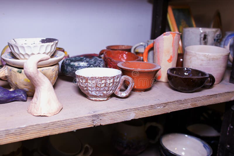 Modern Clay Workshop Utensils and Cups Stock Image - Image of design ...