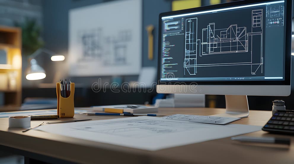 Modern Clean Design Studio Setup Featuring Digital Tools and Blue Color ...