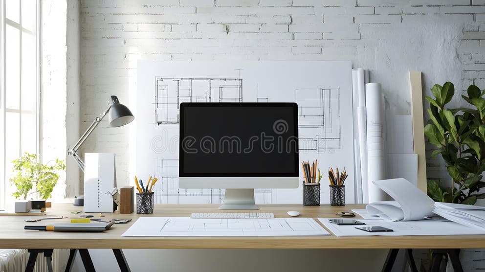 Modern Clean Design Studio Setup Featuring Digital Tools and Minimalist ...