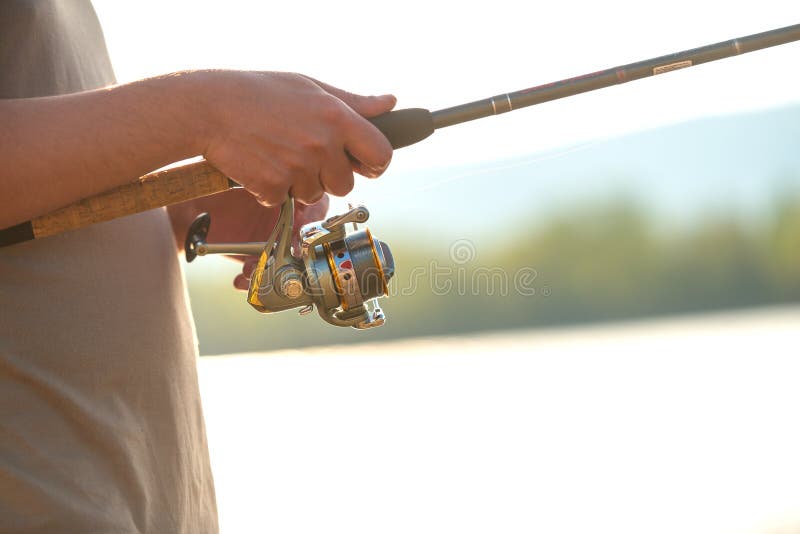 Modern Clean Fishing Rod in Hands Stock Photo - Image of equipment ...
