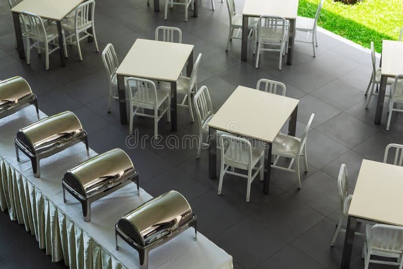 Modern and Clean Food Table Set in the Hotel Stock Photo - Image of ...