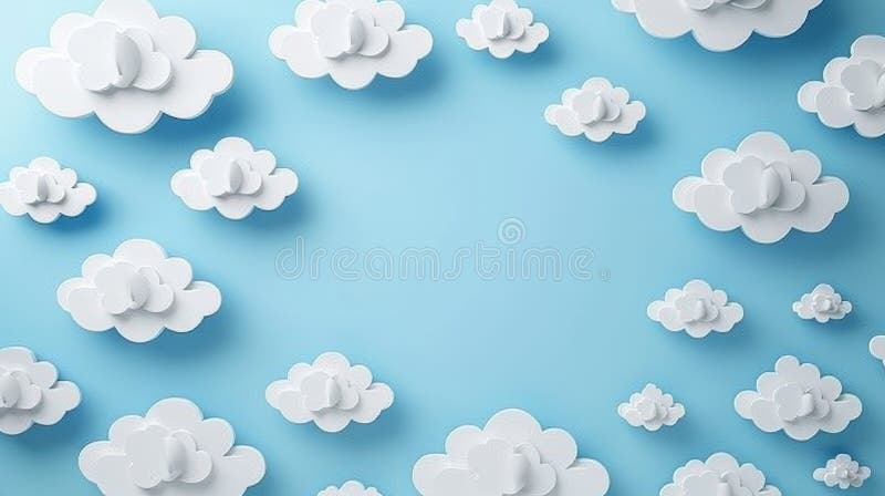 Frame Border Background of Cloud Computing Concept with White Clouds on ...