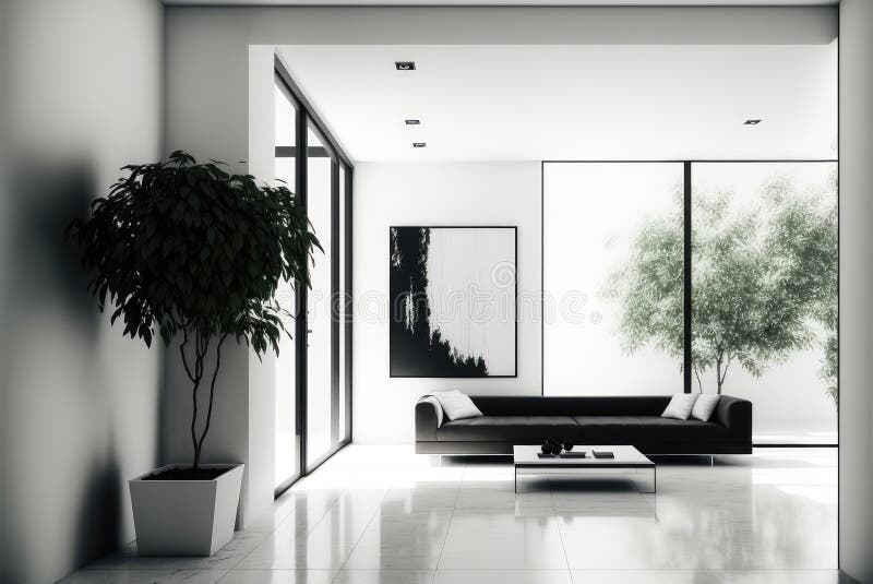 Modern Clean Room in Apartment Interior in Minimalist Style. Generative ...