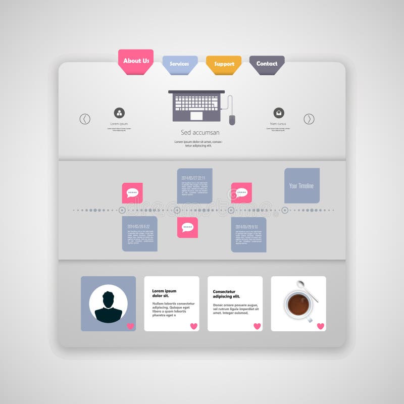 Modern Clean One Page Website Design Template. All in One Set for ...