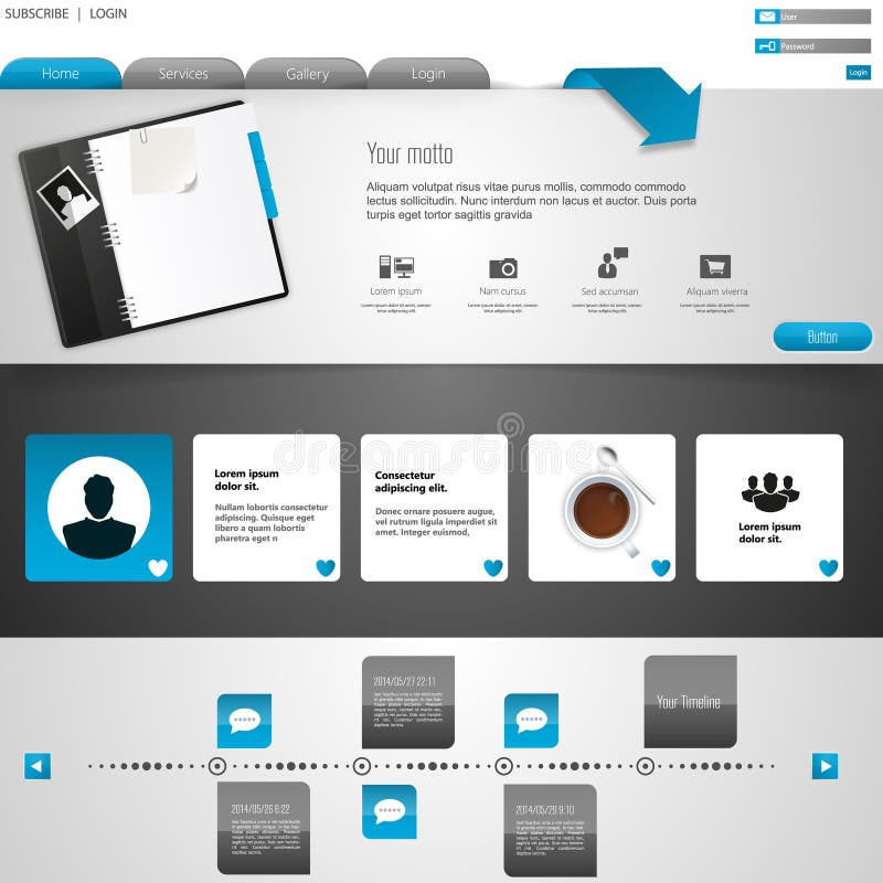 Modern Clean One Page Website Design Template. All in One Set for ...