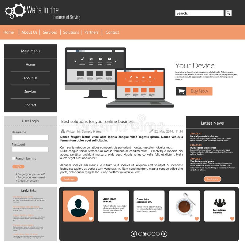 Modern Clean One Page Website Design Template. All in One Set for ...