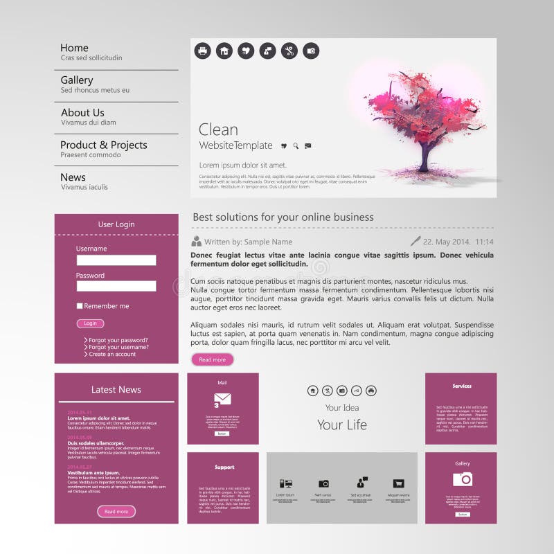 Modern Clean Website Template Stock Vector - Illustration of link ...