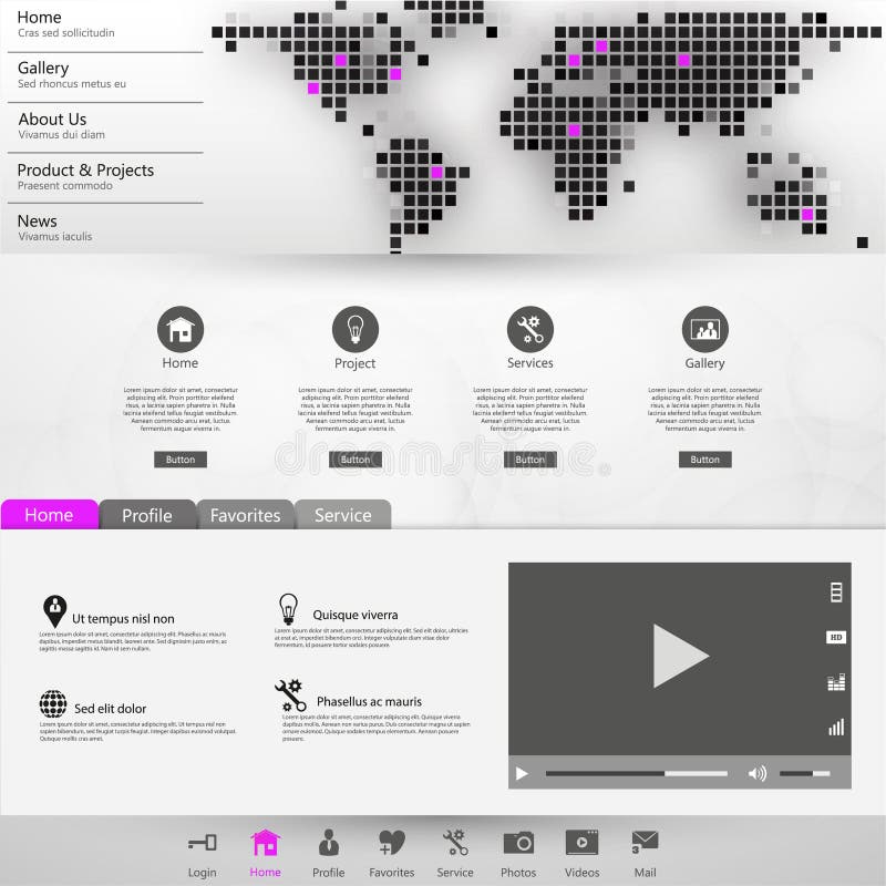 Modern Clean Website Template Stock Vector - Illustration of interface ...