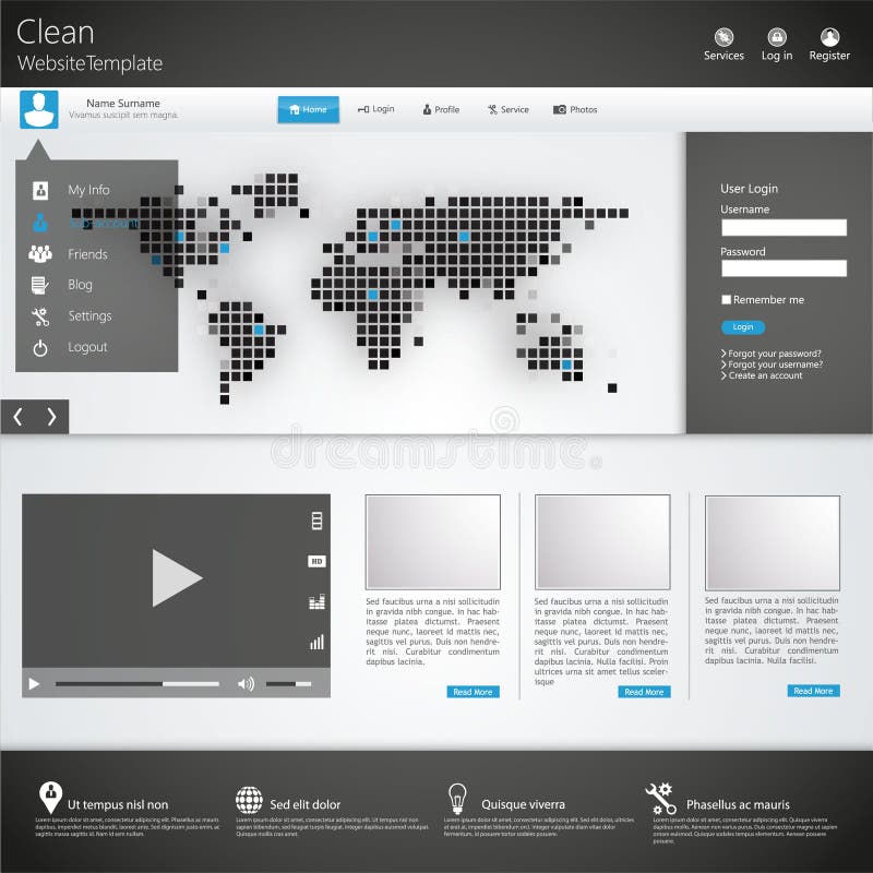Modern Clean One Page Website Design Template. All in One Set for ...