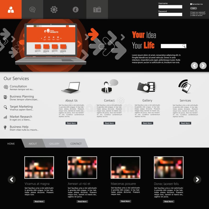 Modern Clean Website Template Stock Vector - Illustration of button ...