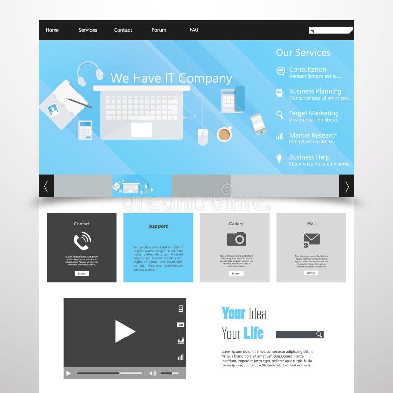 Modern Clean Website Template Stock Vector - Illustration of icons ...