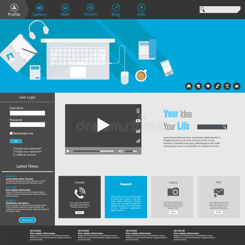 Modern Clean Website Template Stock Vector - Illustration of layout ...